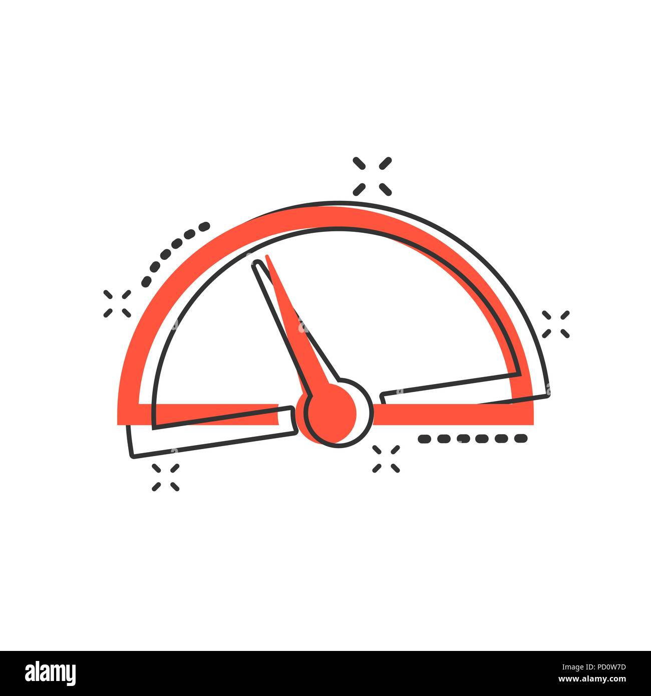 Vector cartoon dashboard icon in comic style. Level meter sign ...