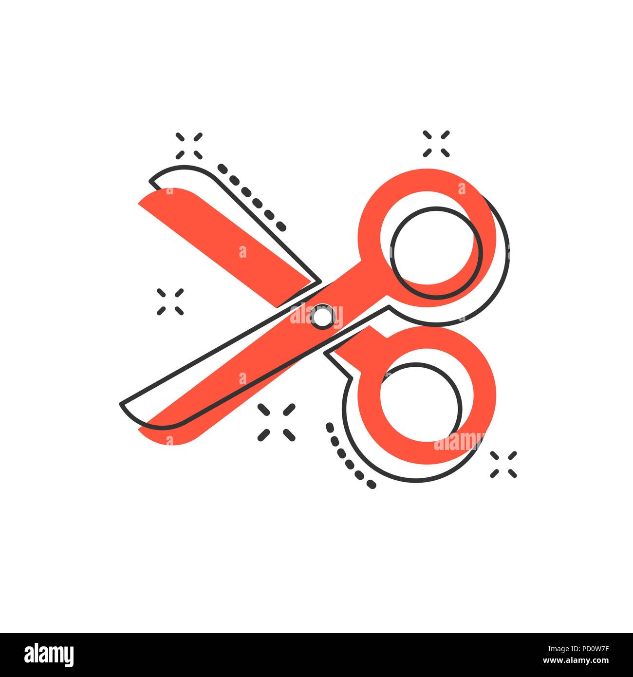 Vector cartoon scissors icon in comic style. Scissor sign illustration ...