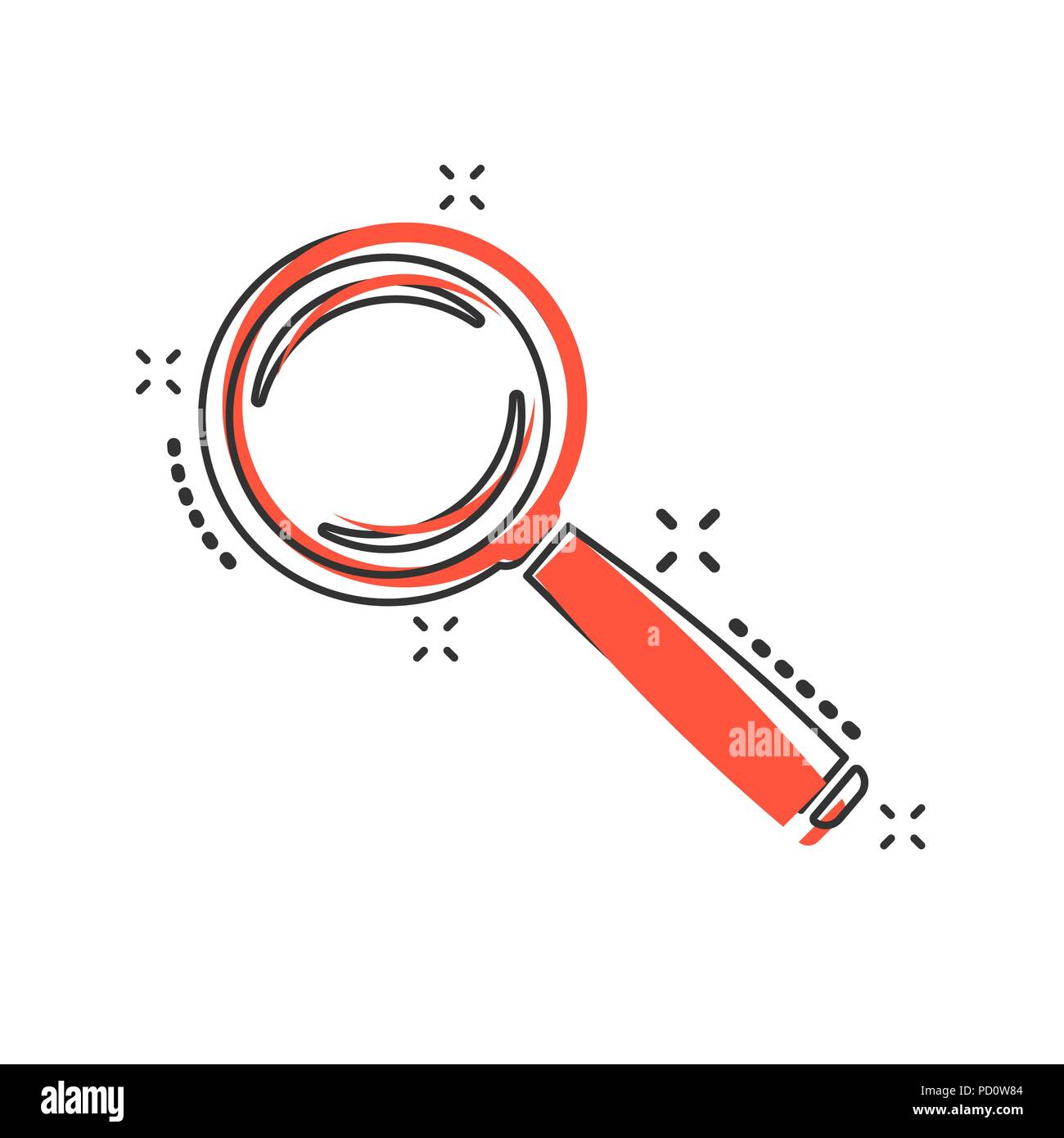 Vector cartoon loupe icon in comic style. Magnifier sign illustration ...