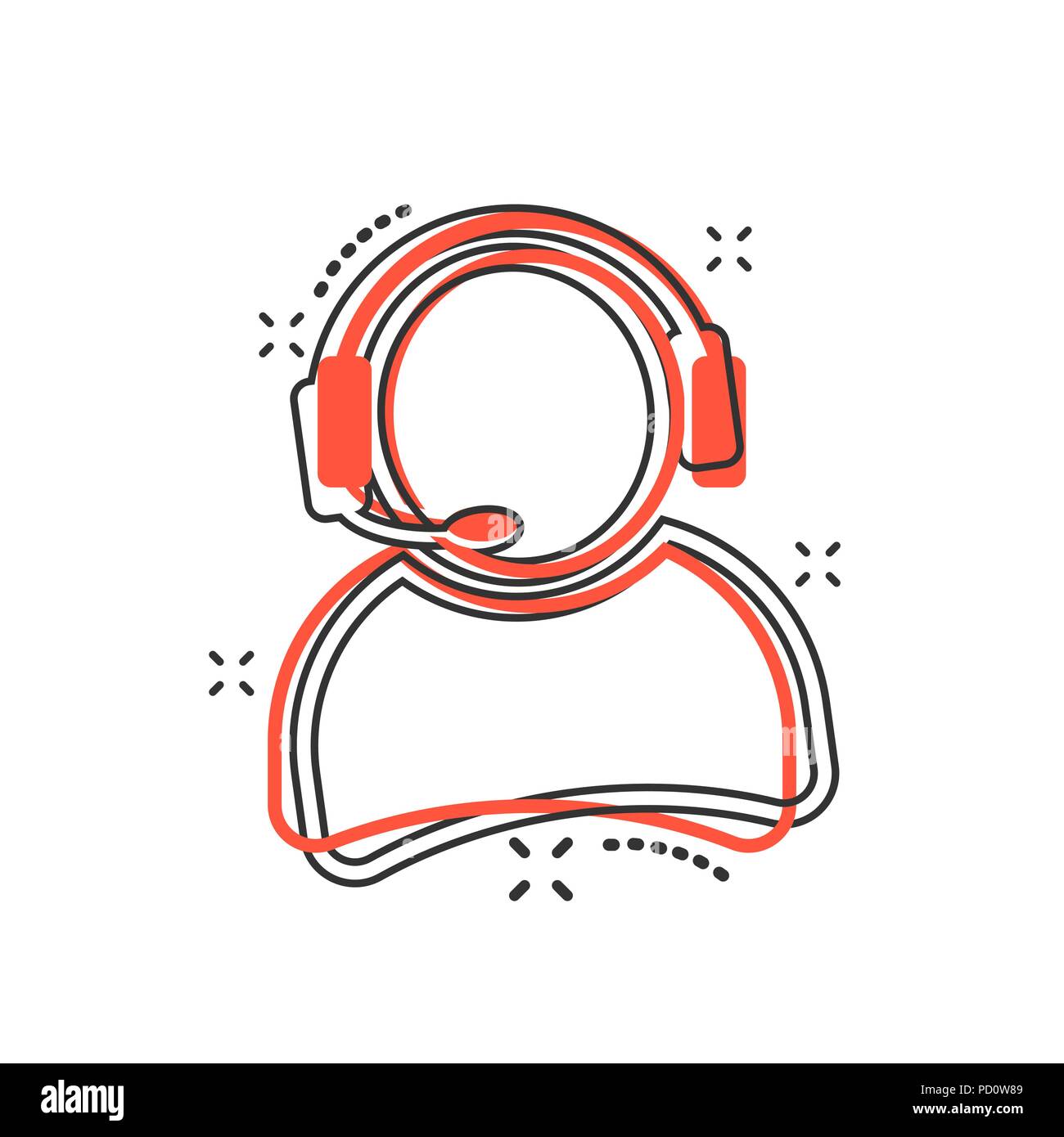 Vector cartoon operator with microphone icon in comic style. Operator ...