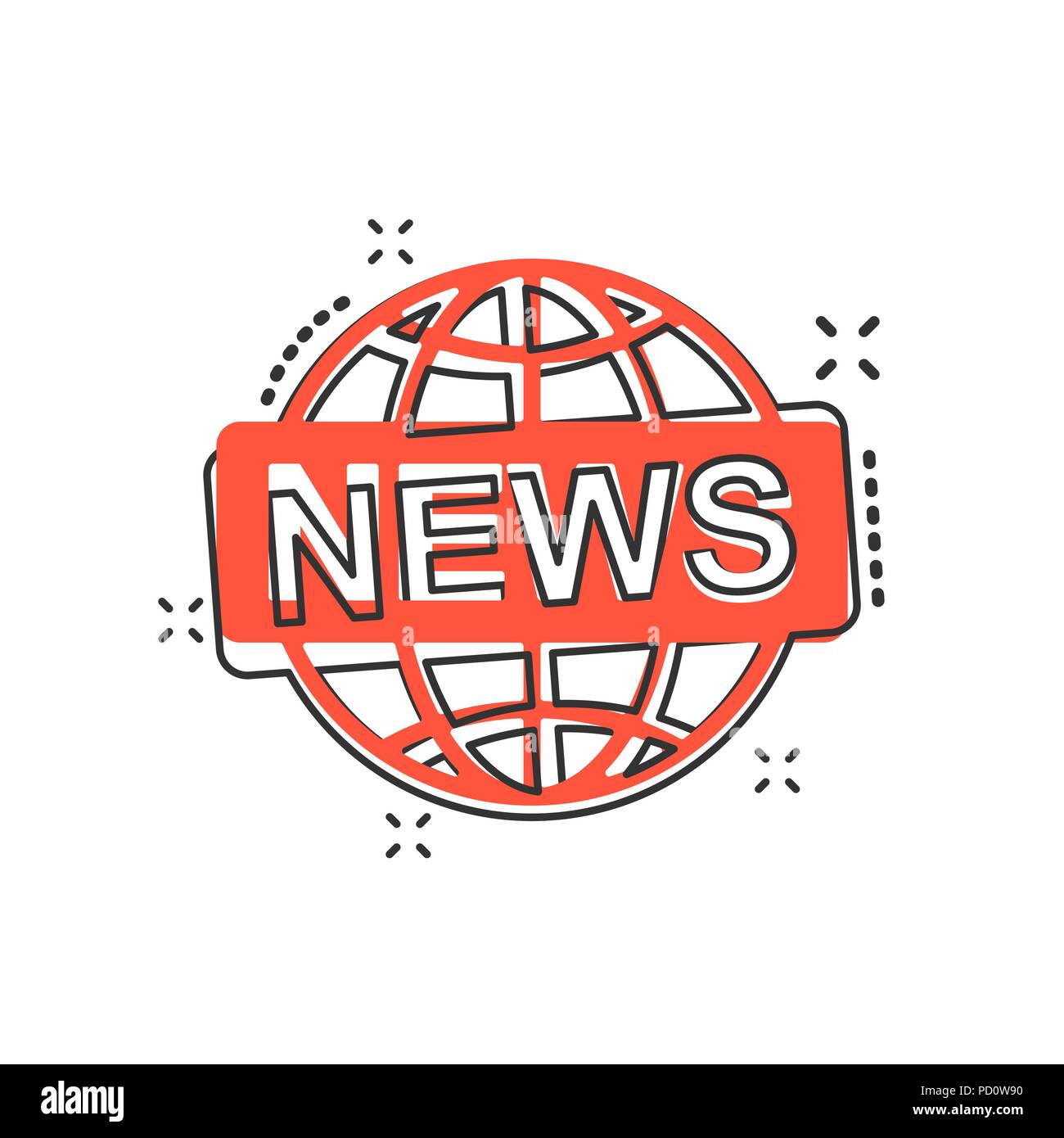Vector cartoon globe news icon in comic style. World news sign ...