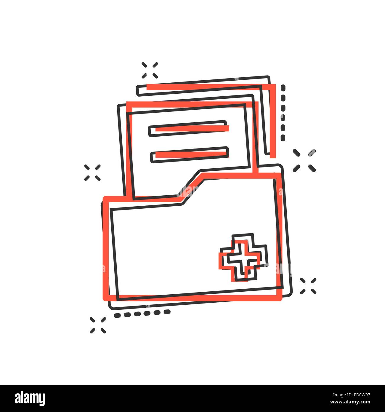 Vector cartoon document icon in comic style. Archive data file sign ...