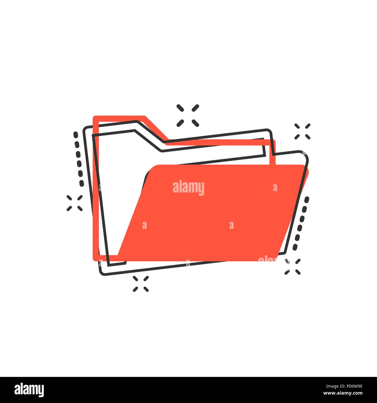 Vector cartoon folder document icon in comic style. Archive data file ...