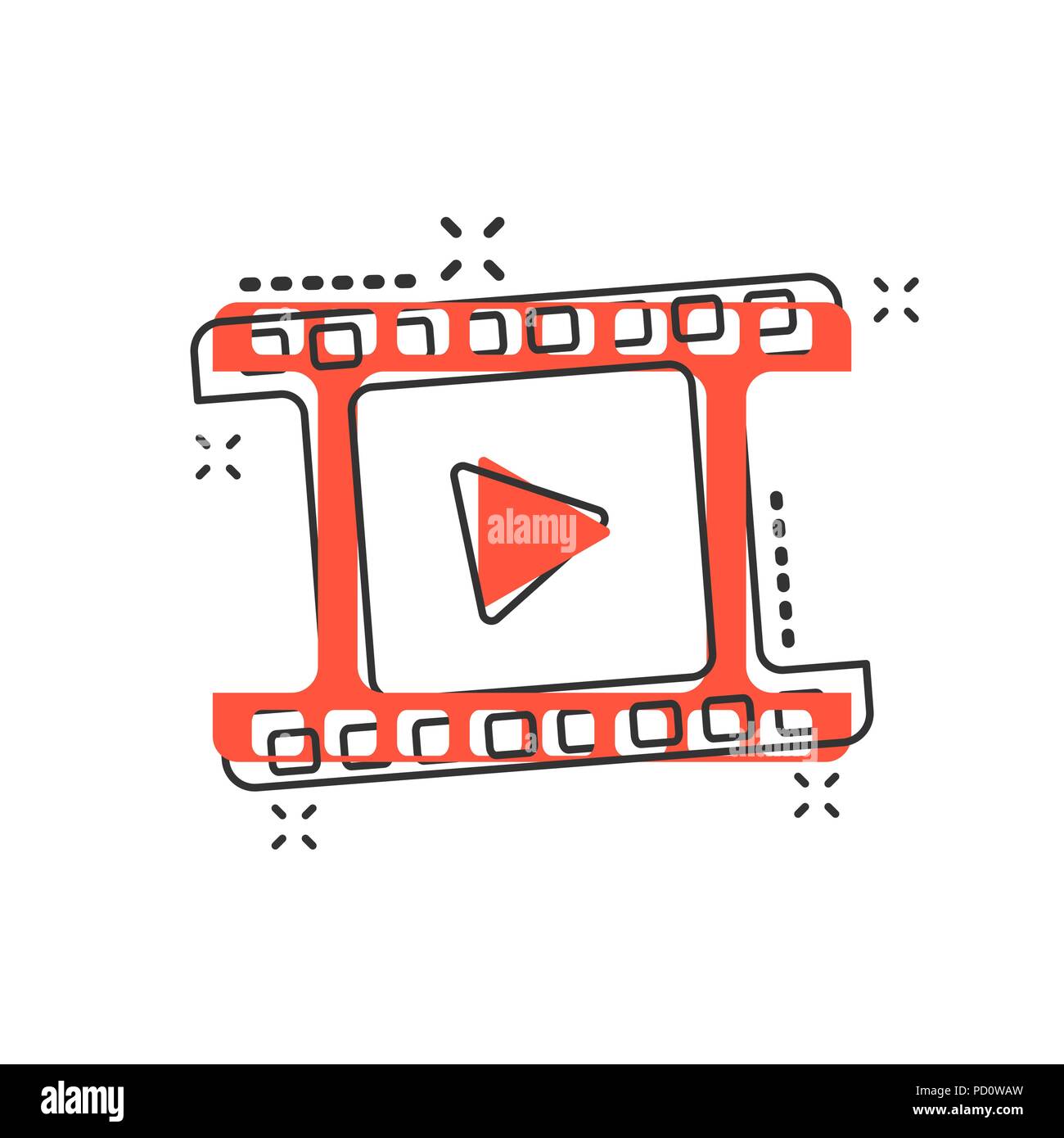 Vector cartoon play button icon in comic style. Play video sign ...