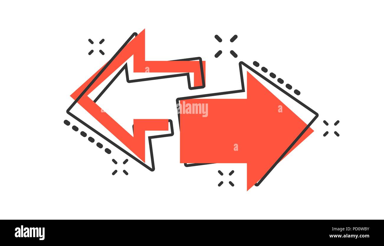 Vector cartoon arrow left and right icon in comic style. Forward arrow ...