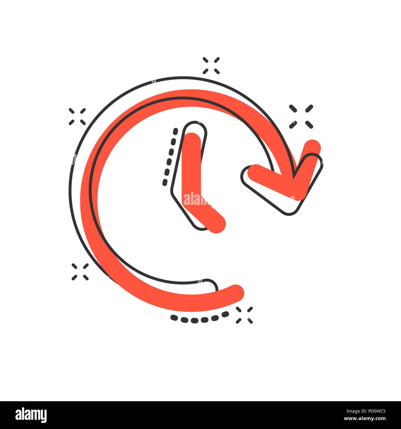 Vector cartoon clock time icon in comic style. Timer 24 hours sign ...