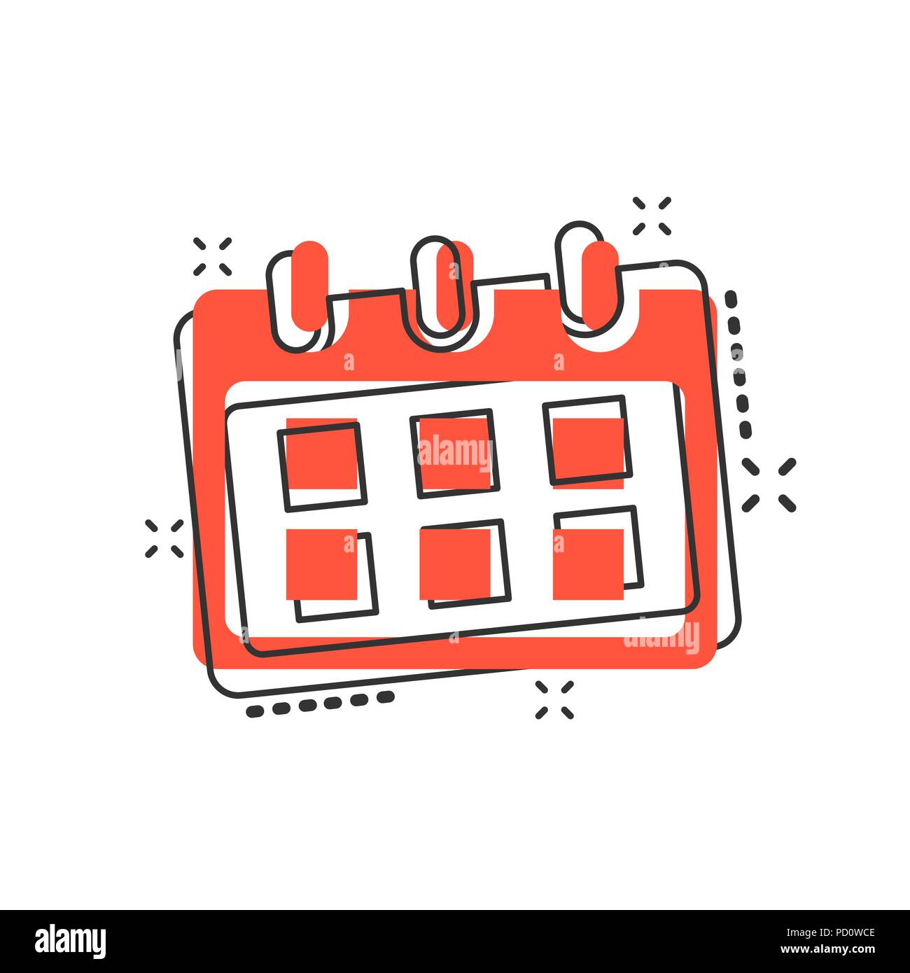 Vector cartoon calendar icon in comic style. Reminder agenda sign ...
