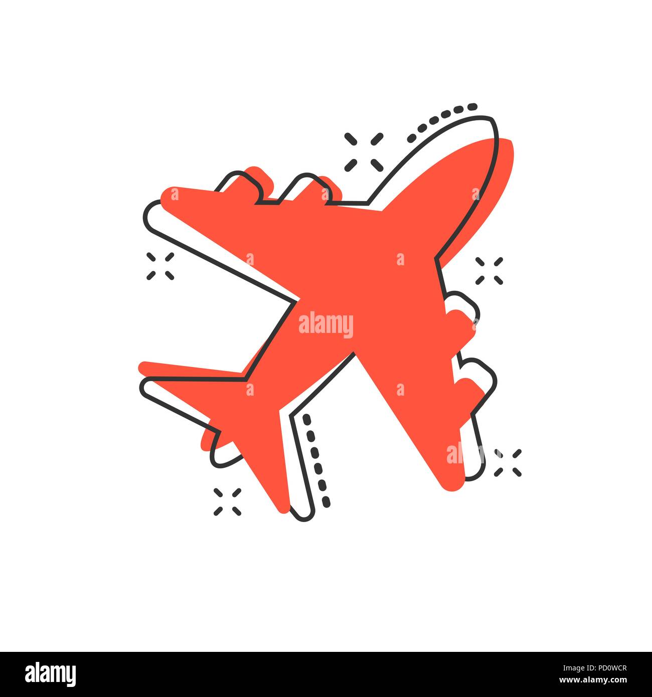 Vector cartoon airplane icon in comic style. Airport plane sign ...