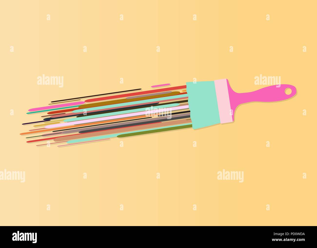 illustration of Brush Paint design for spring. Bouquet in the form of a ...