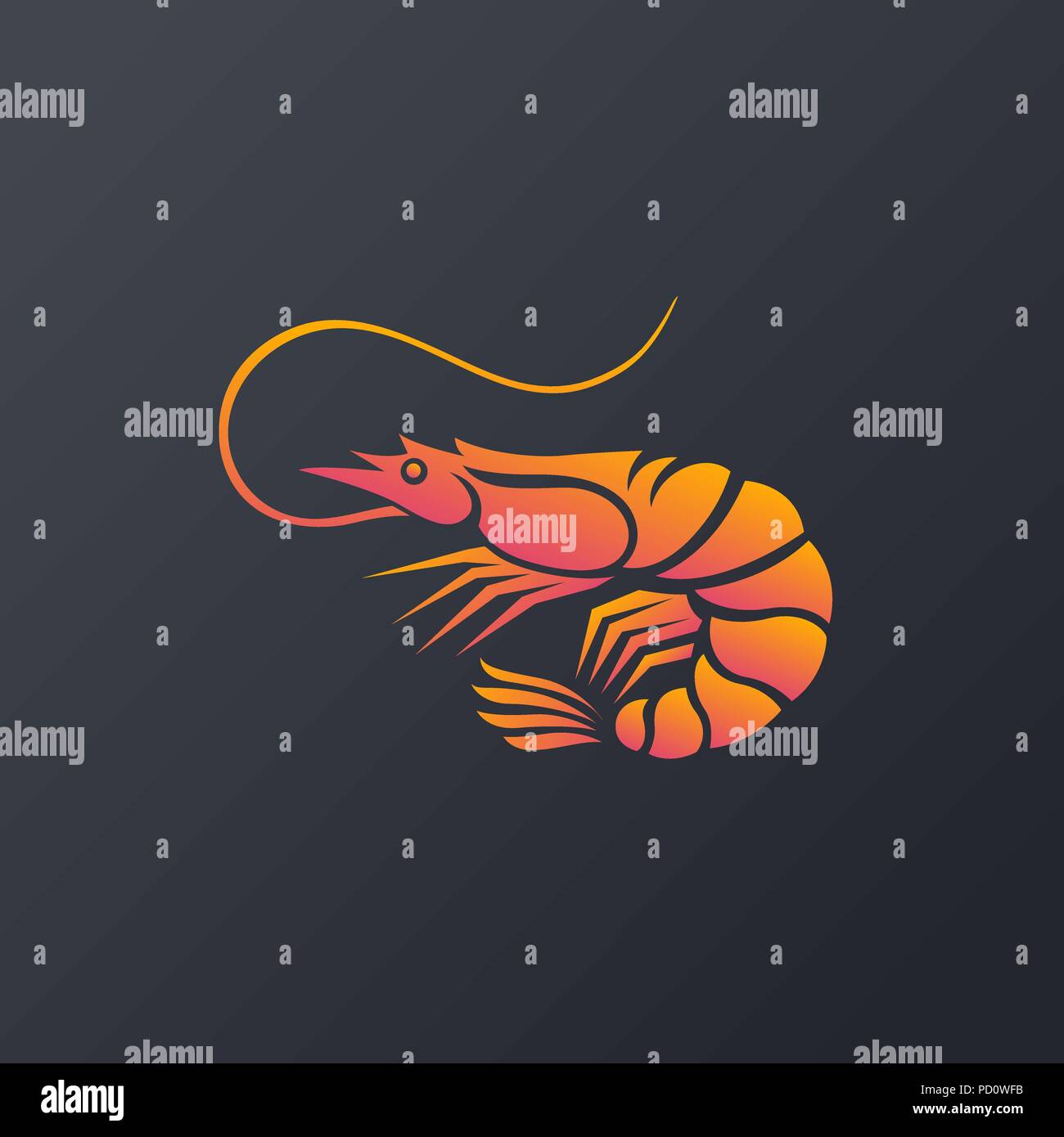 shrimp logo icon isolated on white background, Vector Illustration ...