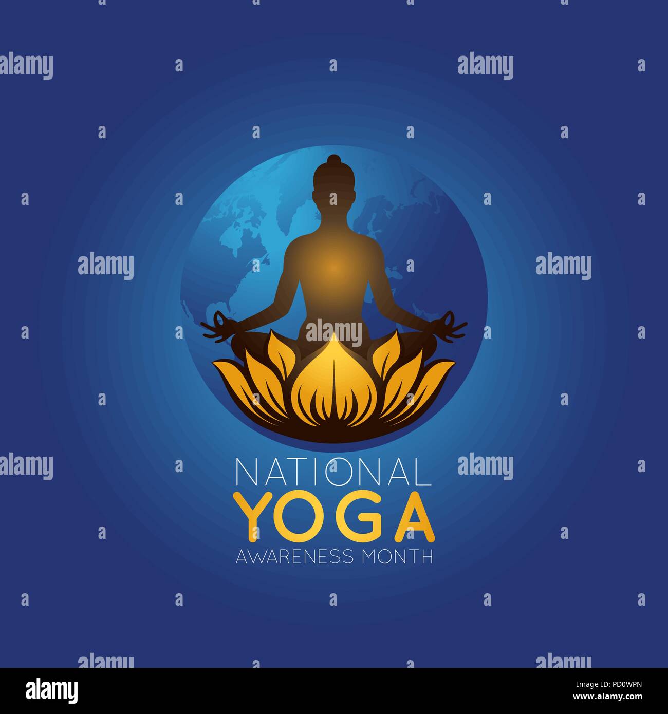 National Yoga Awareness Month vector logo icon illustration Stock ...