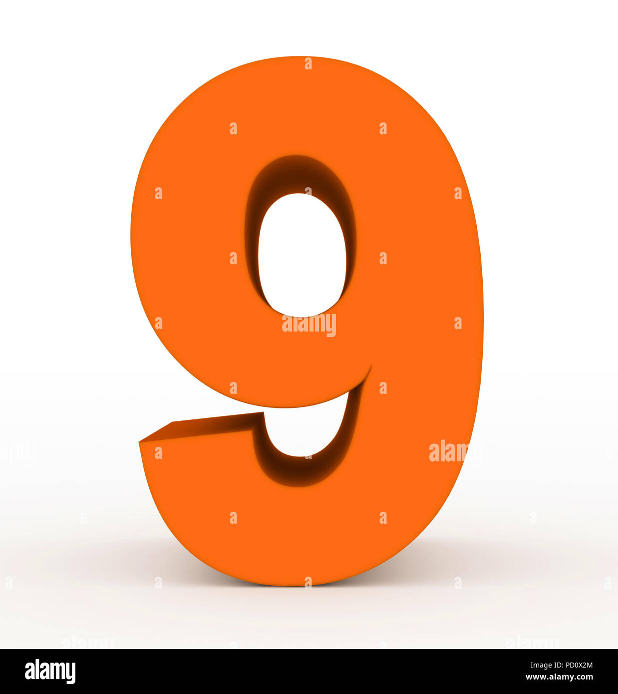 number 9 3d clean orange isolated on white - 3d rendering Stock Photo ...