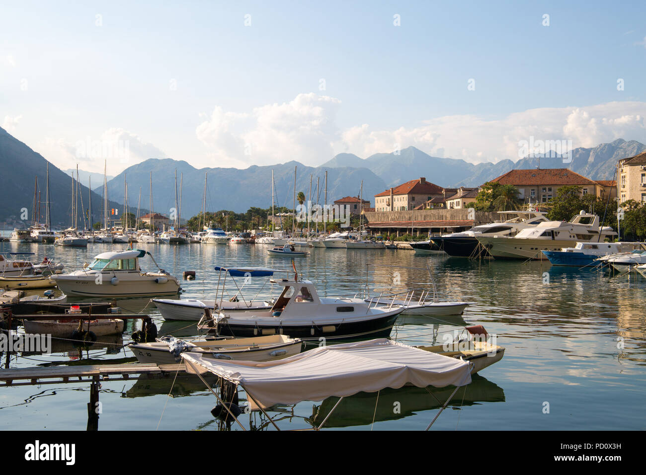 Boats moored in the harbour, Kotor, Montenegro. 2018 Stock Photo - Alamy