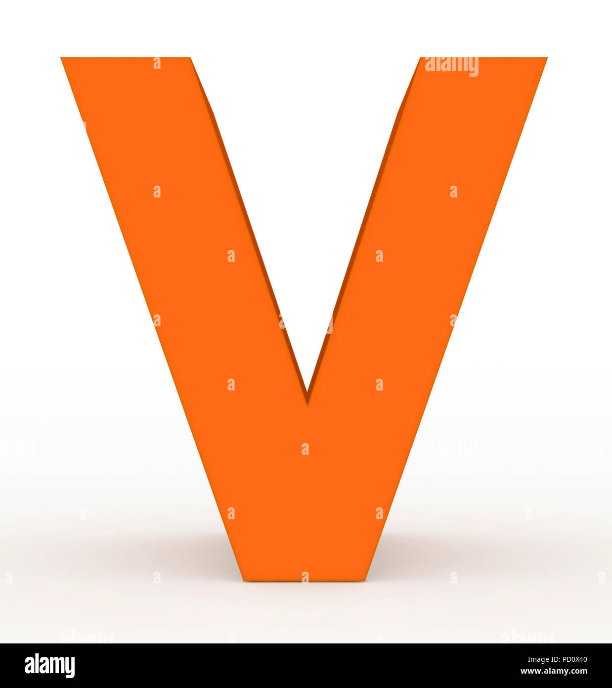 letter V 3d orange isolated on white - 3d rendering Stock Photo - Alamy
