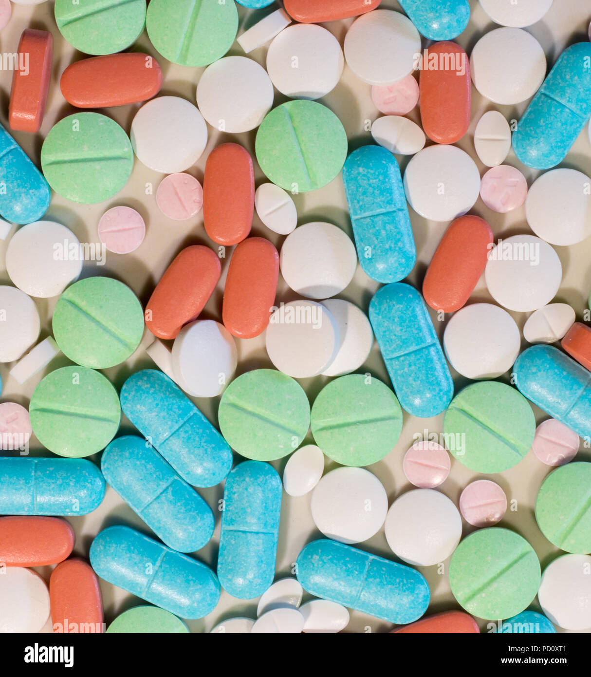 Colorful pills and tablets background frame Stock Photo - Alamy