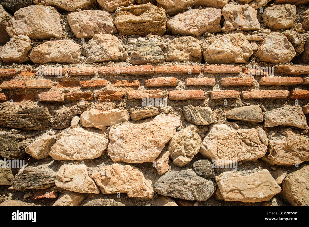 Full frame take of an old weathered stone wall Stock Photo - Alamy