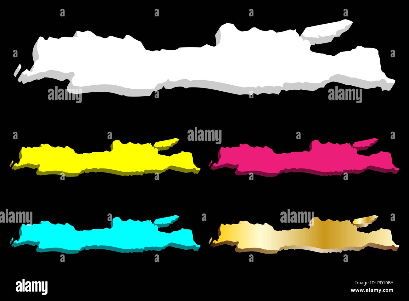 3D map of Java - white, yellow, purple, blue and gold - vector ...