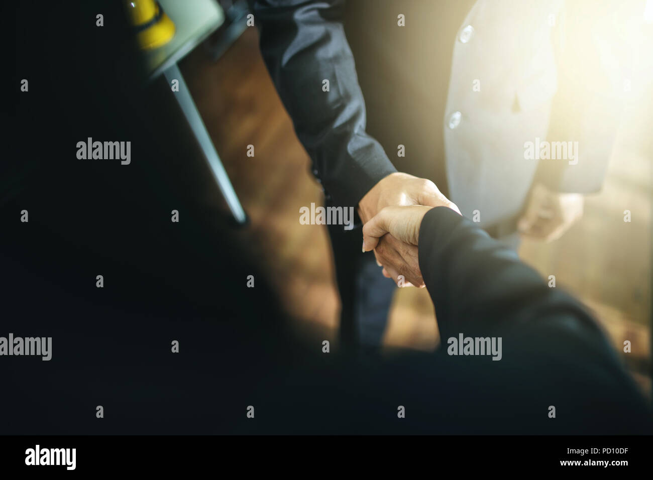 Business handshake and business people.Vintage tone Retro filter effect ...