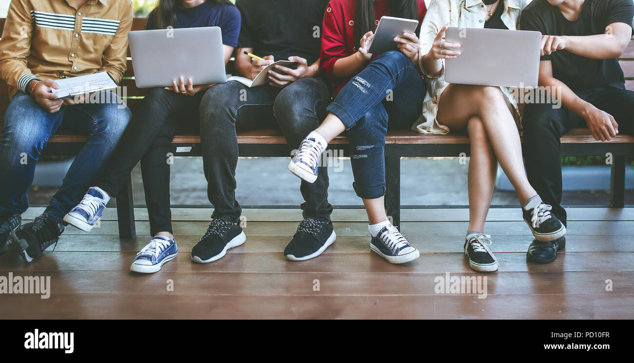 young people being used computer and tablet. education and technology ...