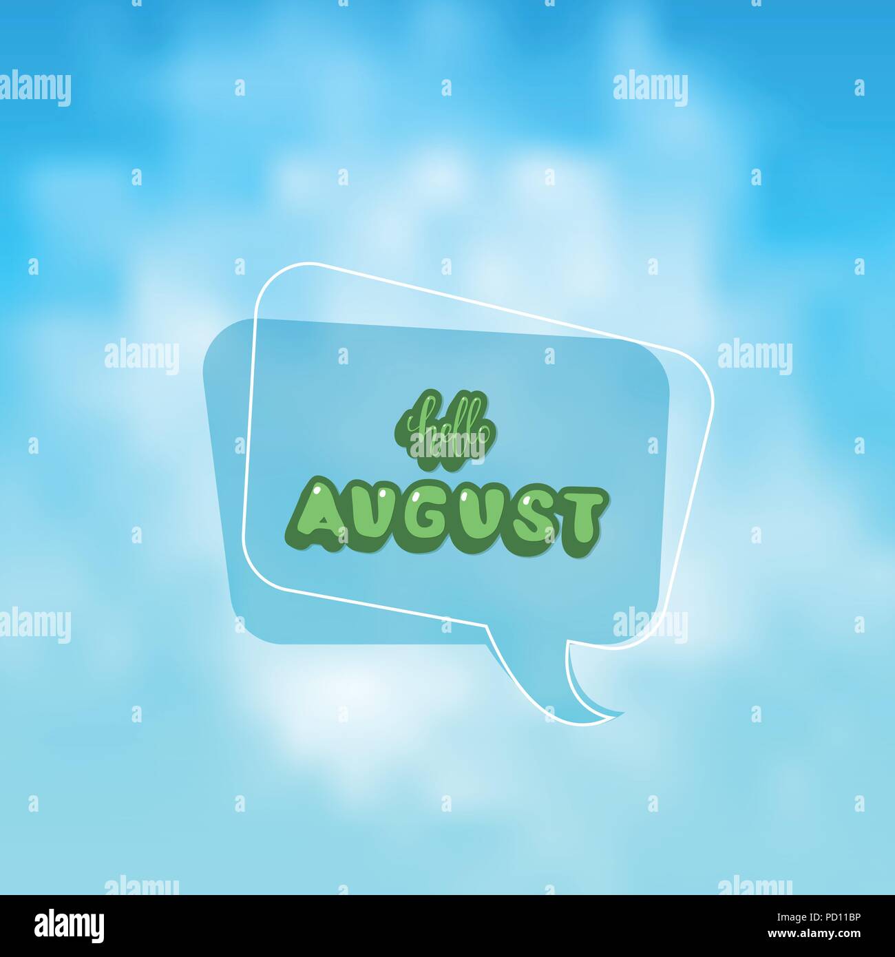 Hello august greeting card composition. Handwritten sticker lettering ...