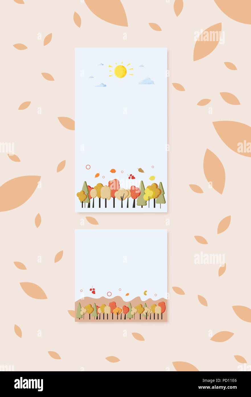 Social media autumn cards with empty space for text. Set of backgrounds ...