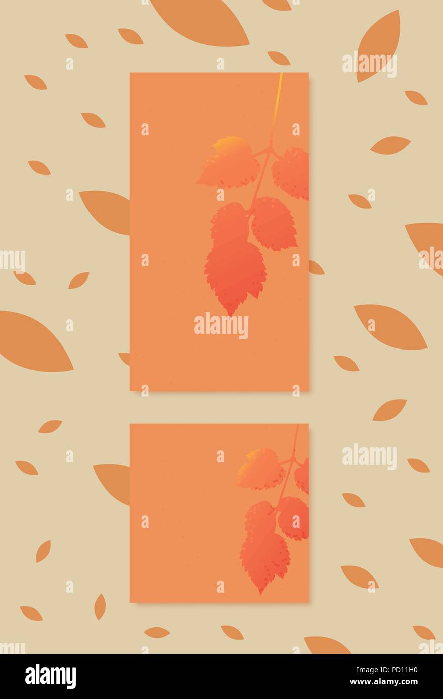 Set of backgrounds with autumn leaves for social media networks ...