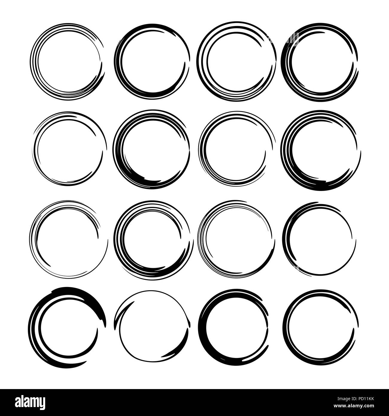 Set of round grunge frames. Empty circlular borders. Vector ...