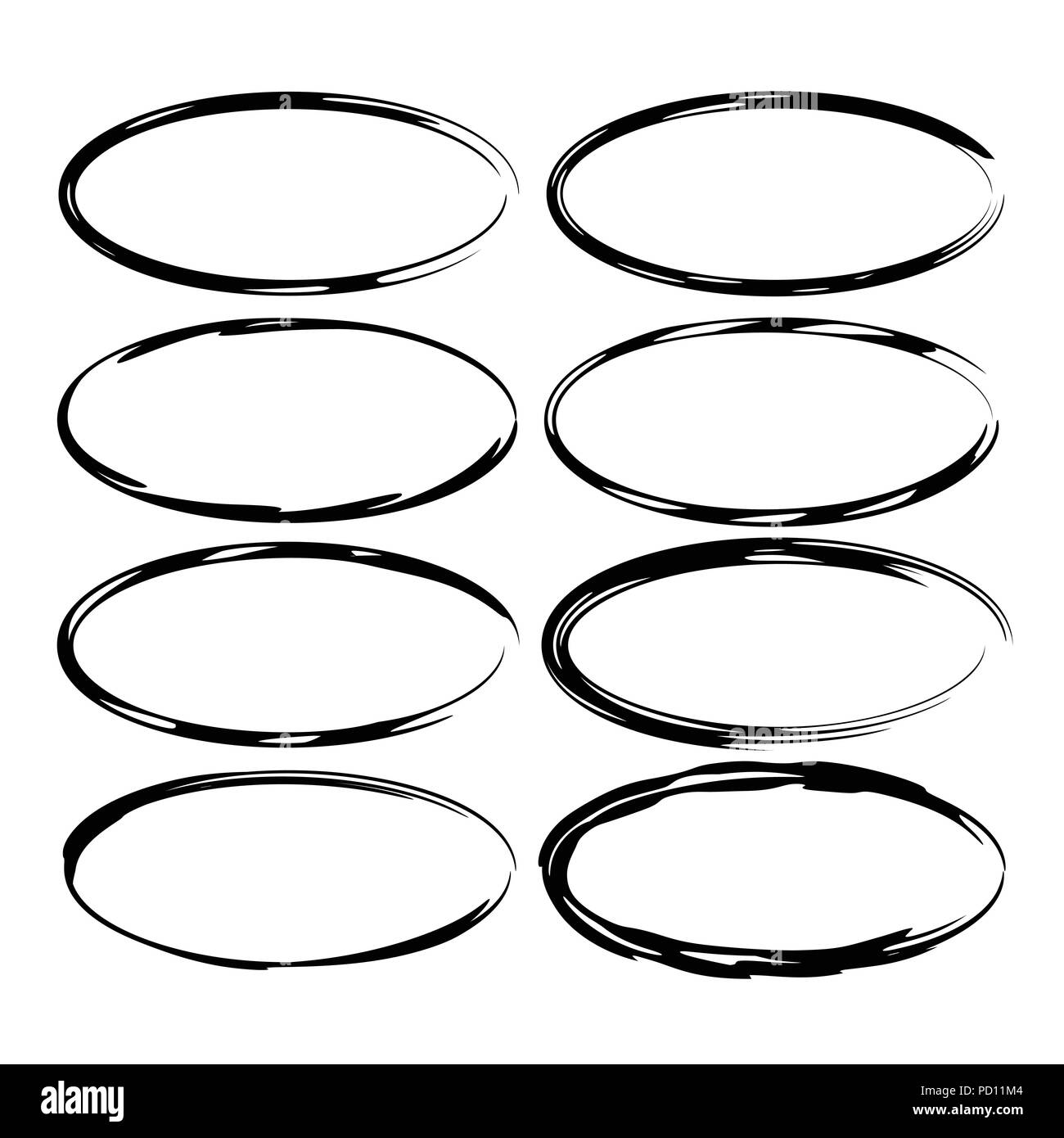Set of black oval grunge frames. Collection of borders. Vector ...