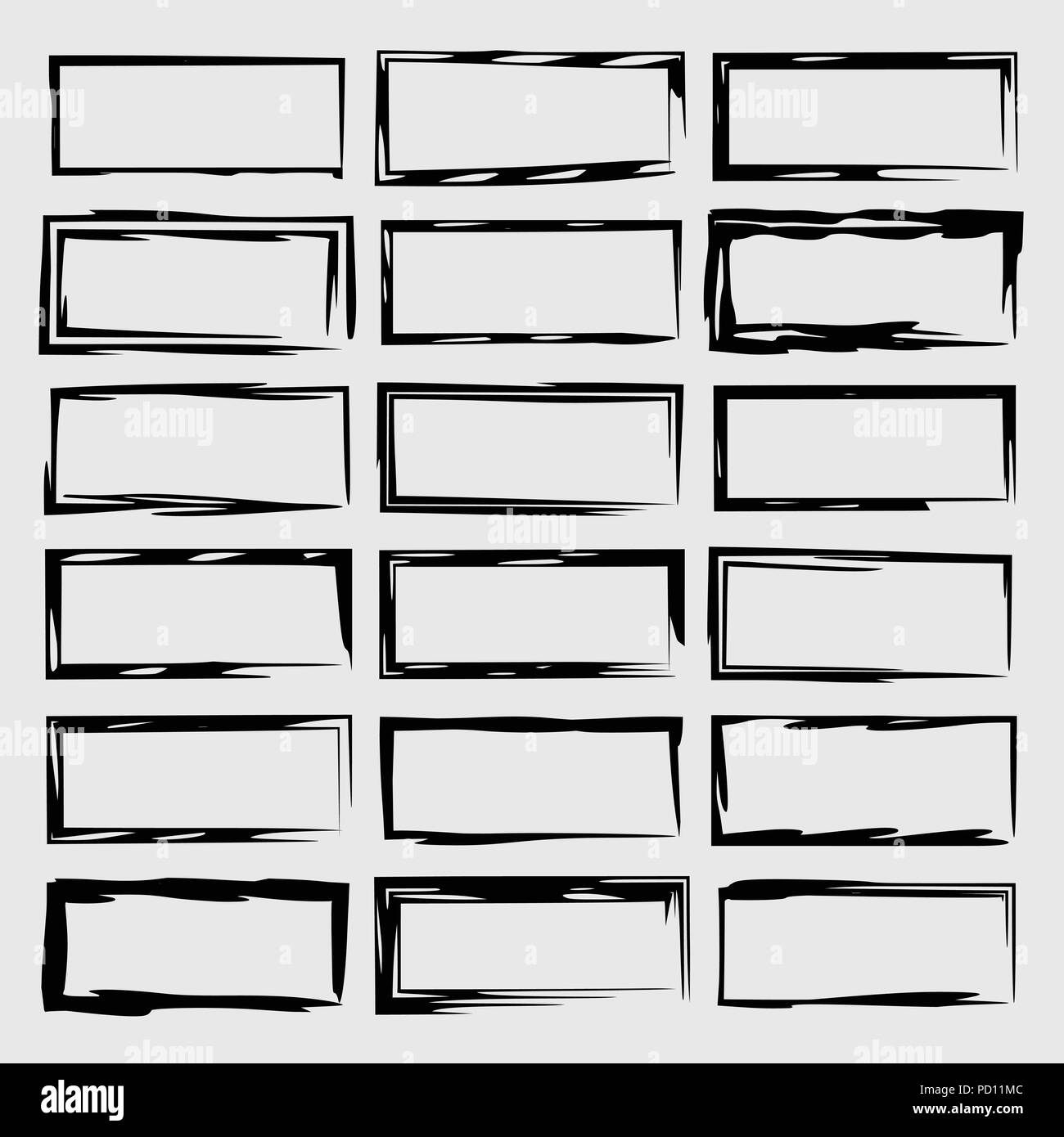 Set of rectangle grunge frames. Collection of empty borders. Template ...