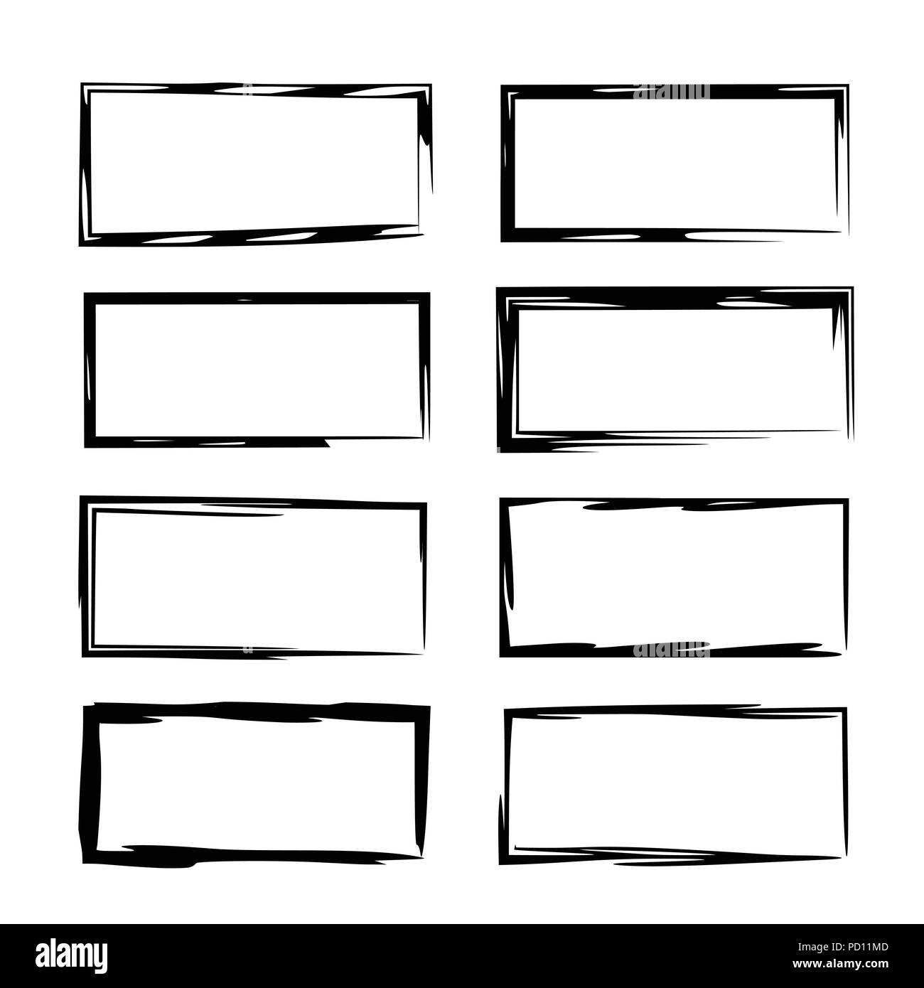 Set of rectangle grunge frames. Collection of empty borders. Template ...