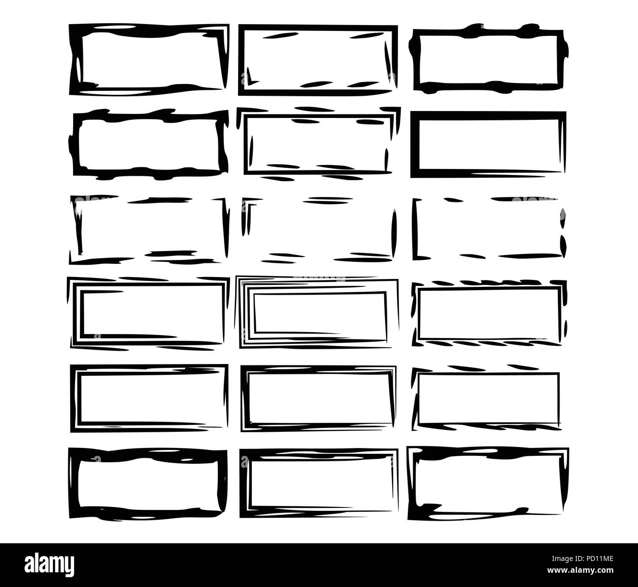 Rectangle grunge frames. Set of geometric empty borders. Template for ...