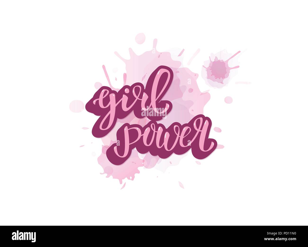 Girl power composition with handwritten lettering and watercolor ...