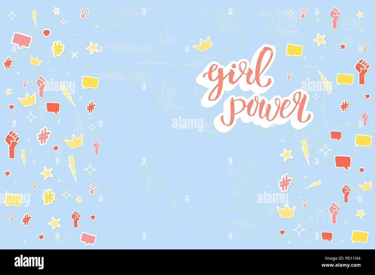 Girl power composition with lettering, stickers pattern and empty space ...