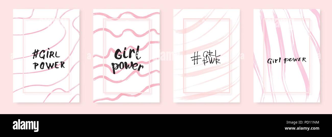 Girl Power quote on decorative background. Handwritten lettering ...