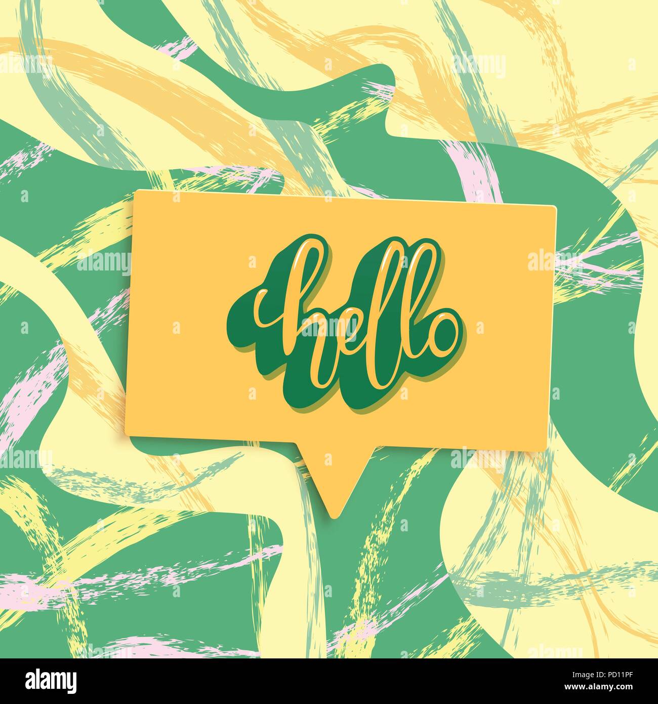 Hello word. Lettering with speech bubble and colorful background. Hello ...