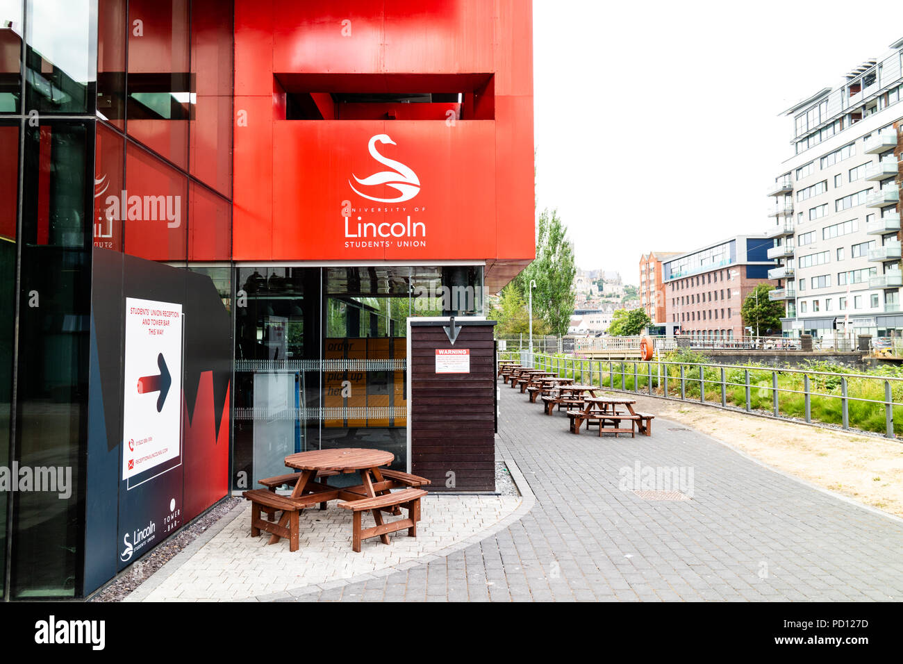Lincoln, United Kingdom - 07/21/2018: The entrance to the University of ...