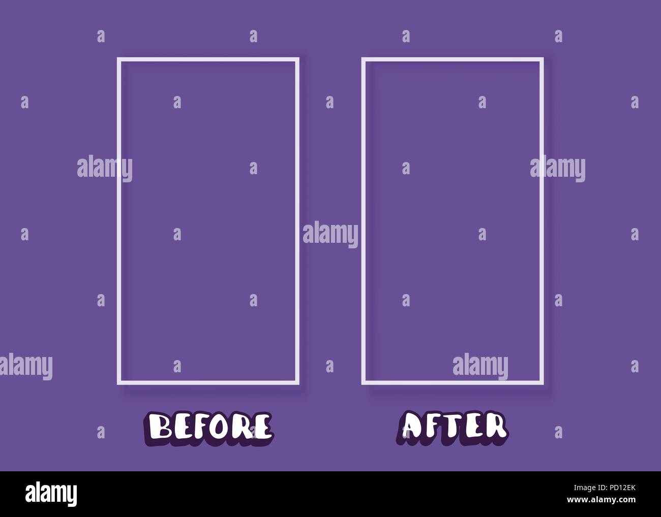 Template before and after background. Comparison card with frames empty ...