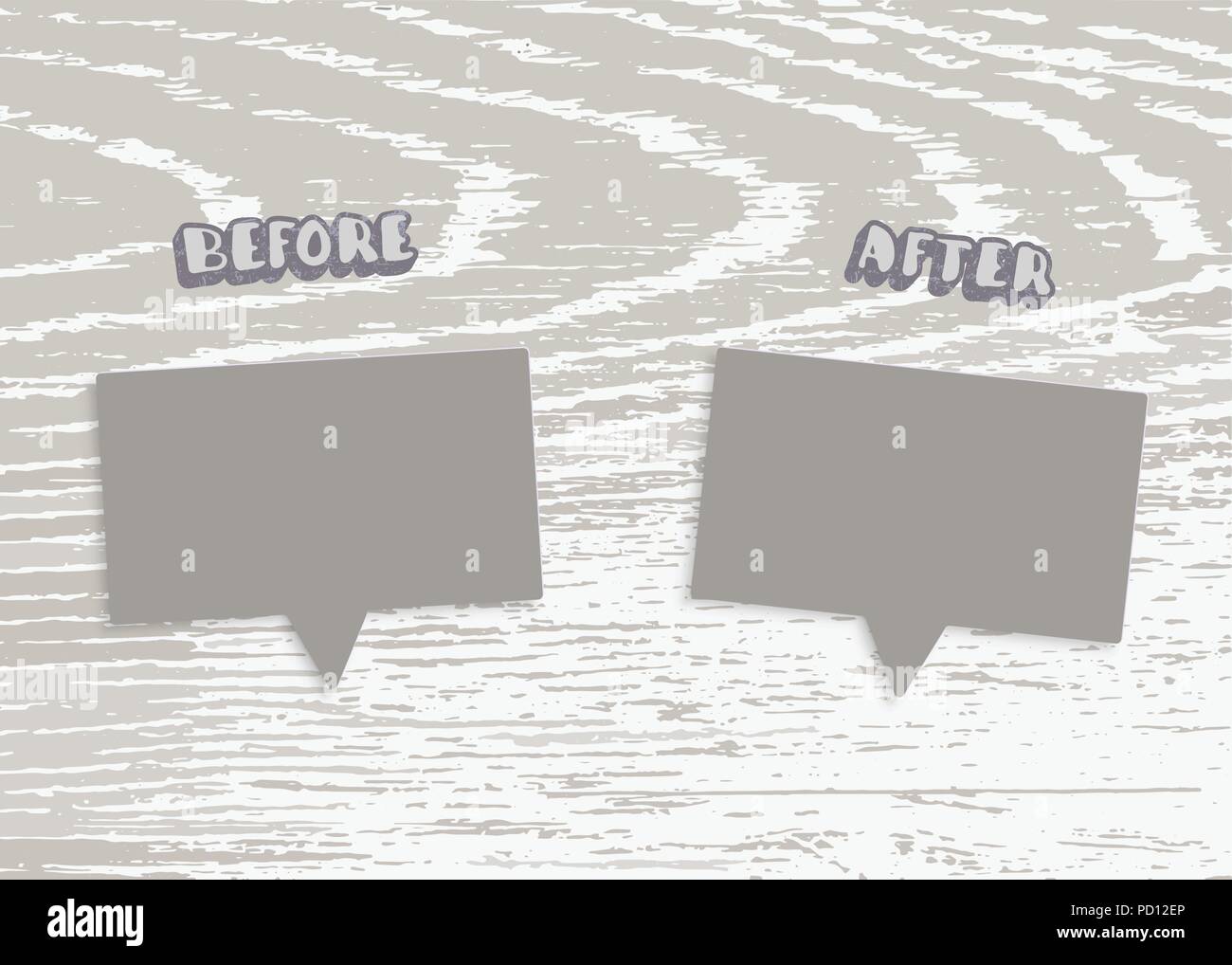 Template before and after banner. Comparison card with speech bubbles ...