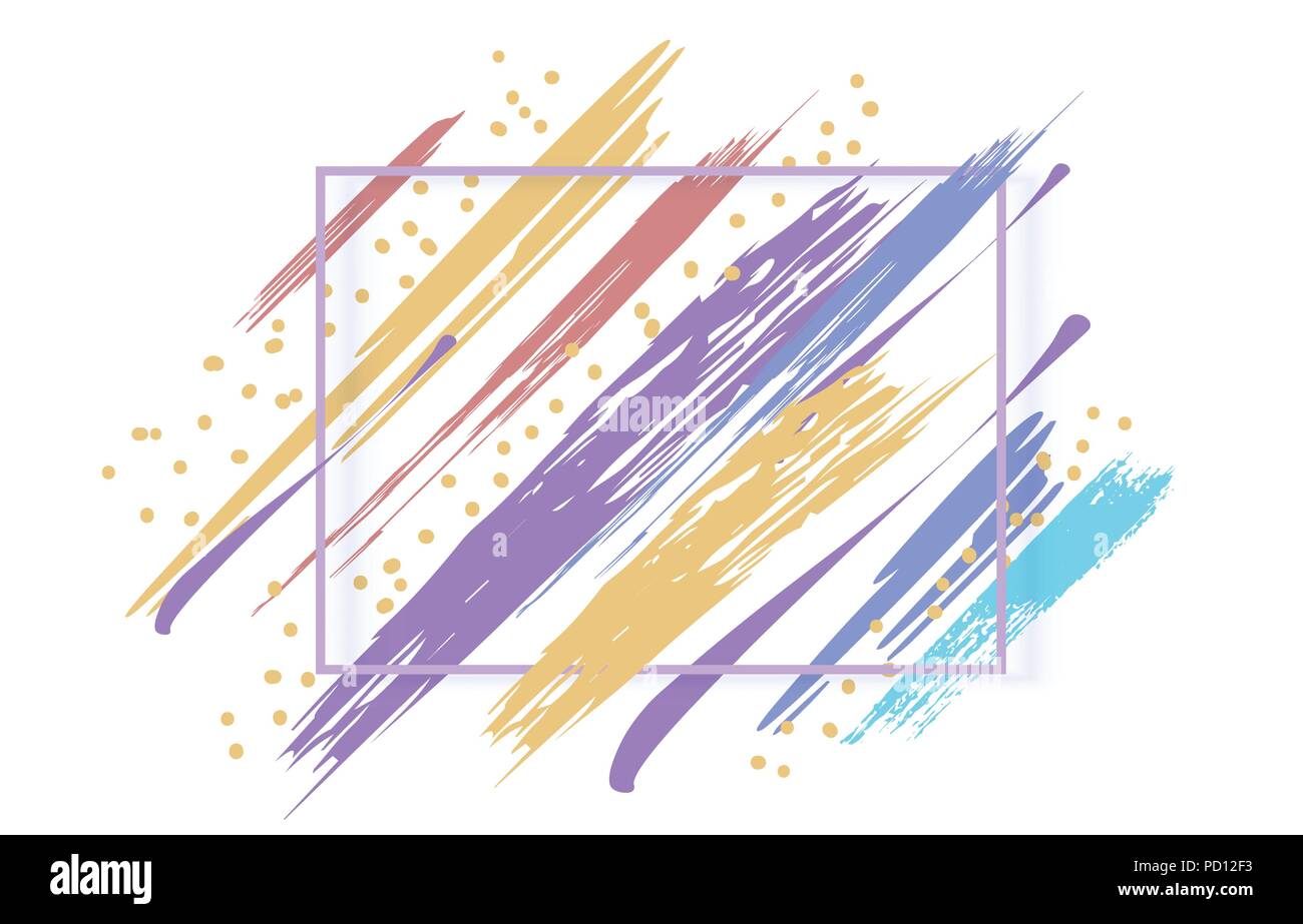 Vector colorful template with frame. Brush lines background with border ...