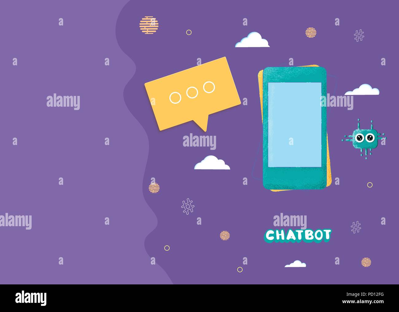 Chat bot composition with empty space. Virtual assistance elements ...
