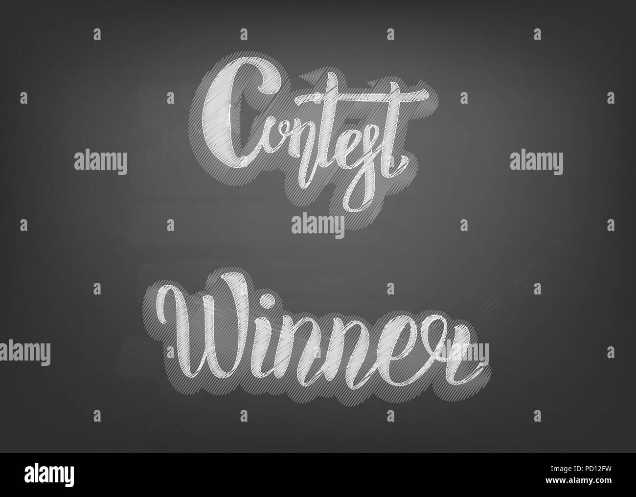 Contest and Winner card with chalk lettering and blackboard for social ...
