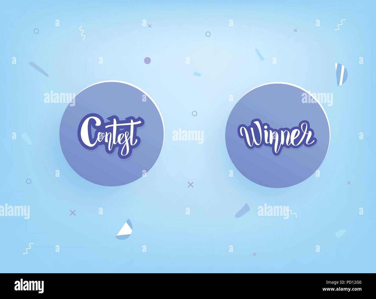 Contest and Winner card with circle buttons for social media network ...