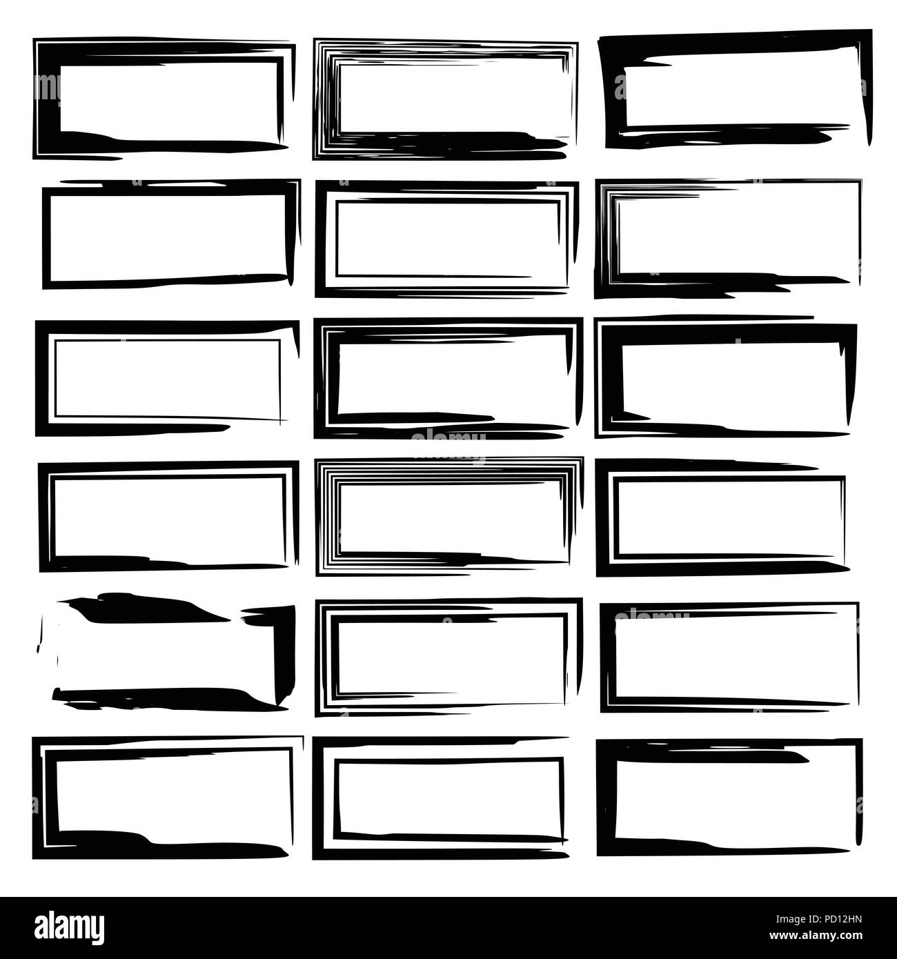 Set of rectangle grunge frames. Vector illustration Stock Vector Image ...