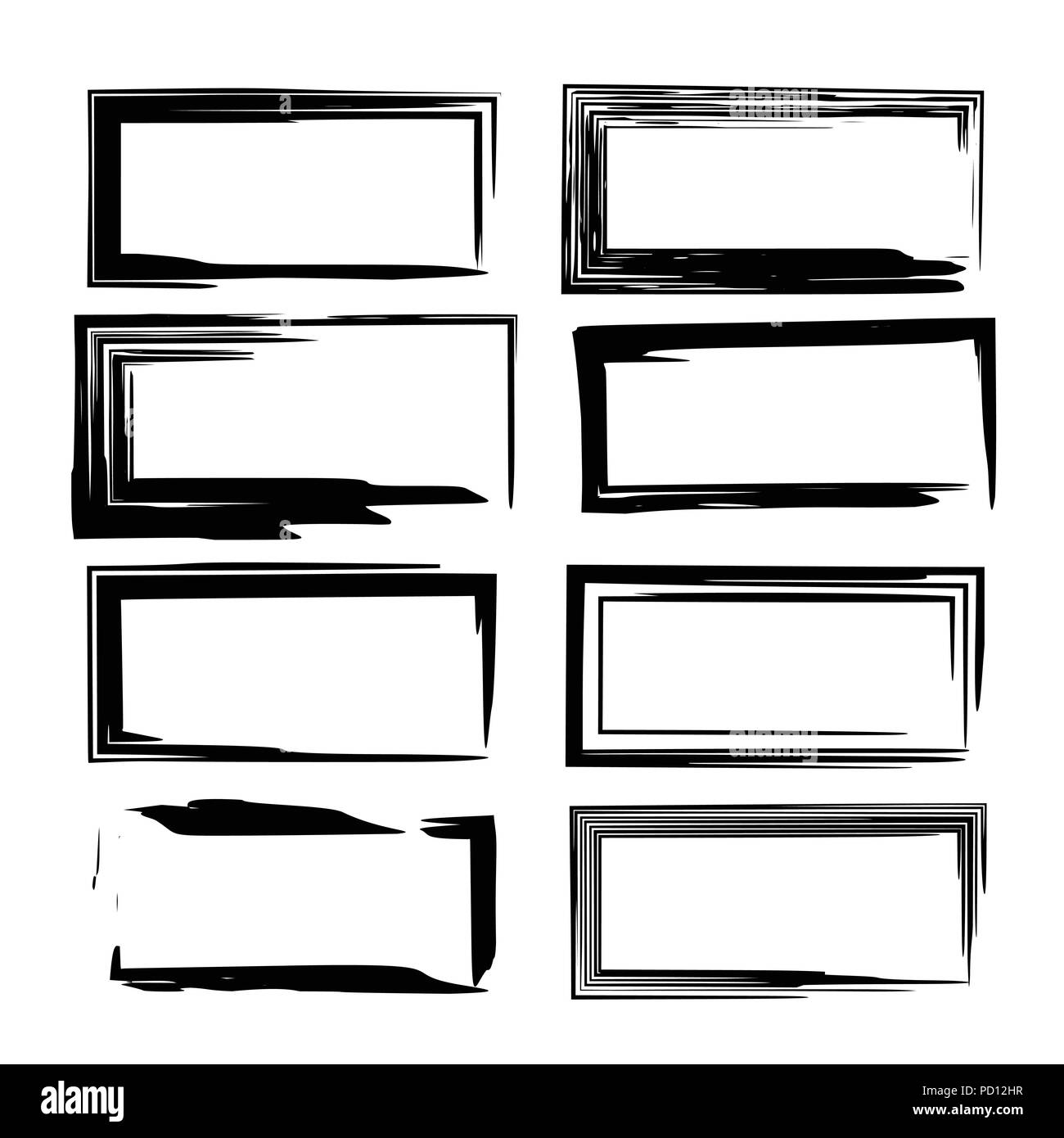 Black rectangle grunge frames. Vector illustration Stock Vector Image ...