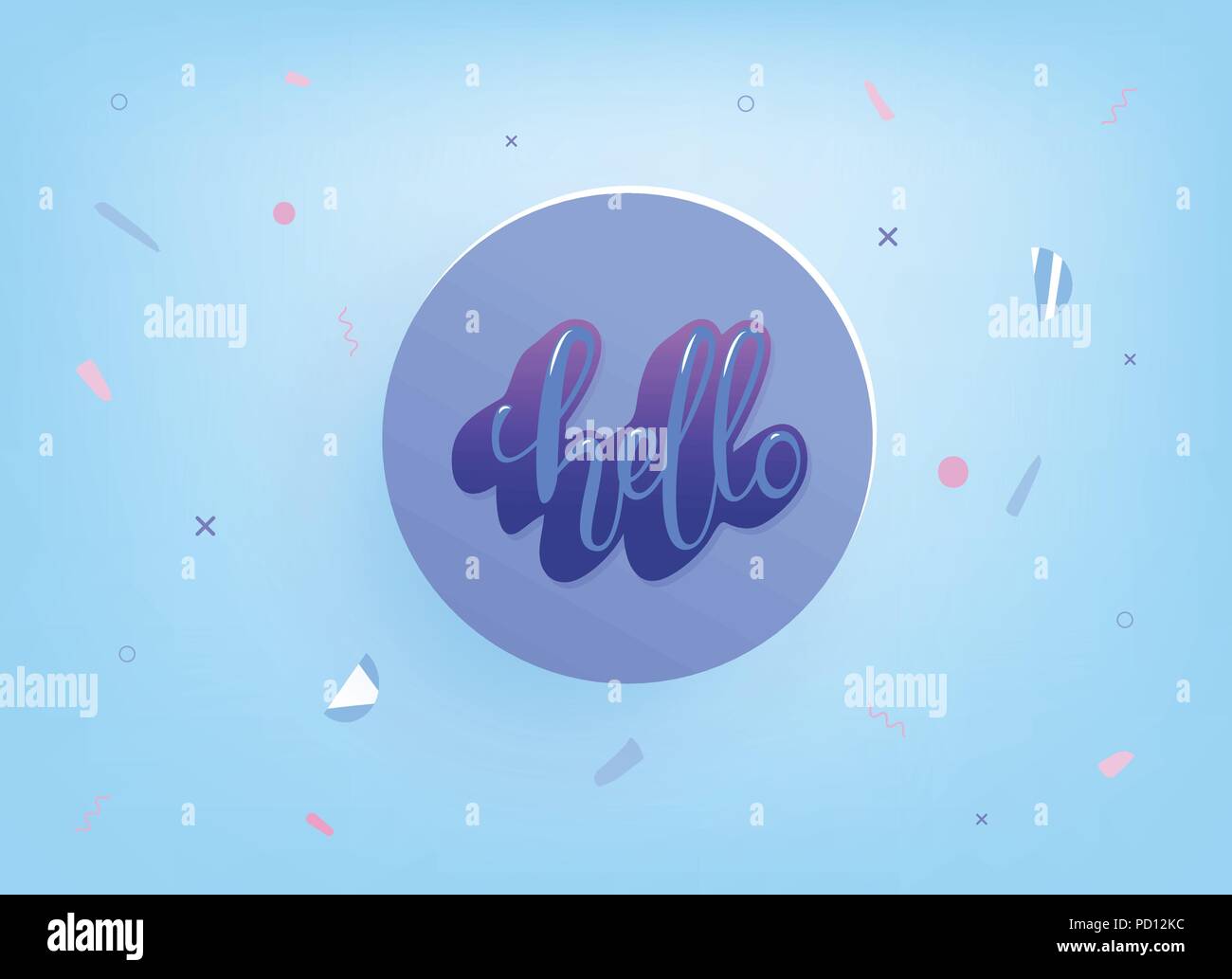 Hello sticker with round badge. Hello quote for banner, poster, social ...