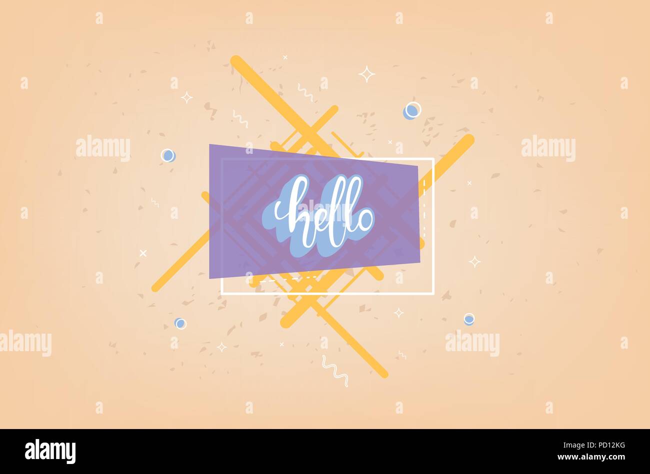 Hello lettering with geometric composition. Hello quote for banner ...