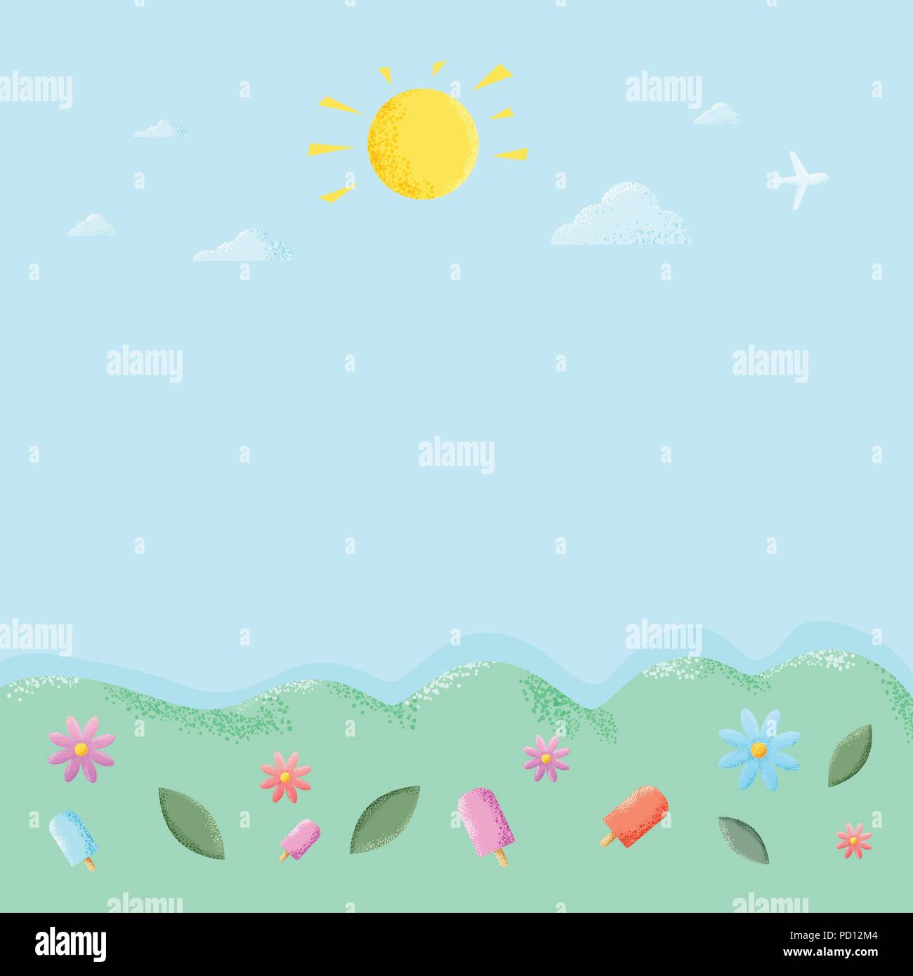 Summer background for social media networks. Post template with ...