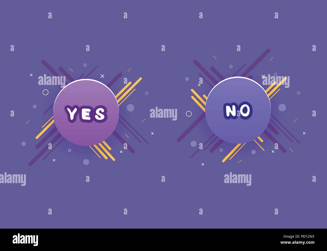 Yes and No banner. Round badges with handwritten lettering. Element for ...