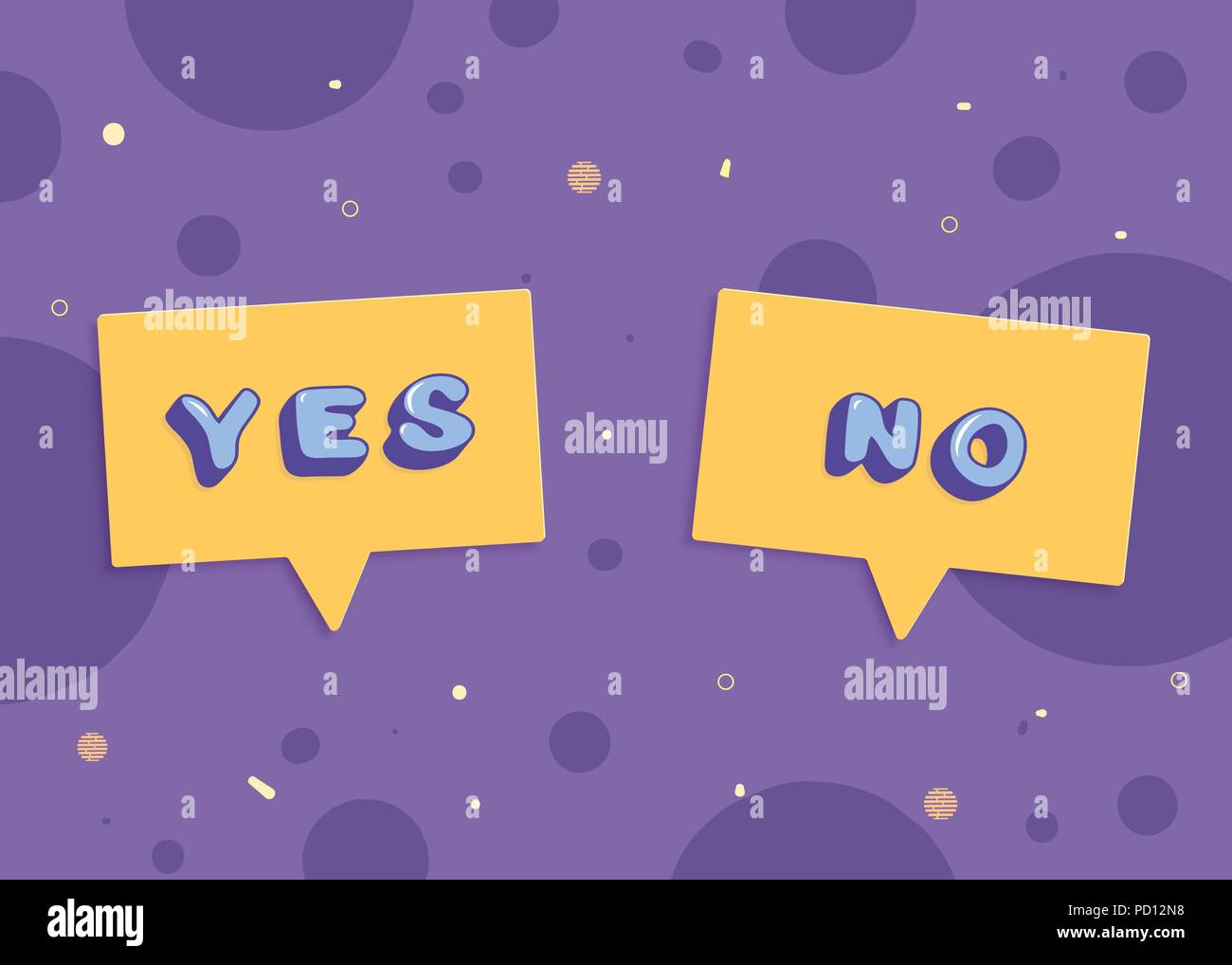 Yes and No banner. Stickers with handwritten lettering and speech ...