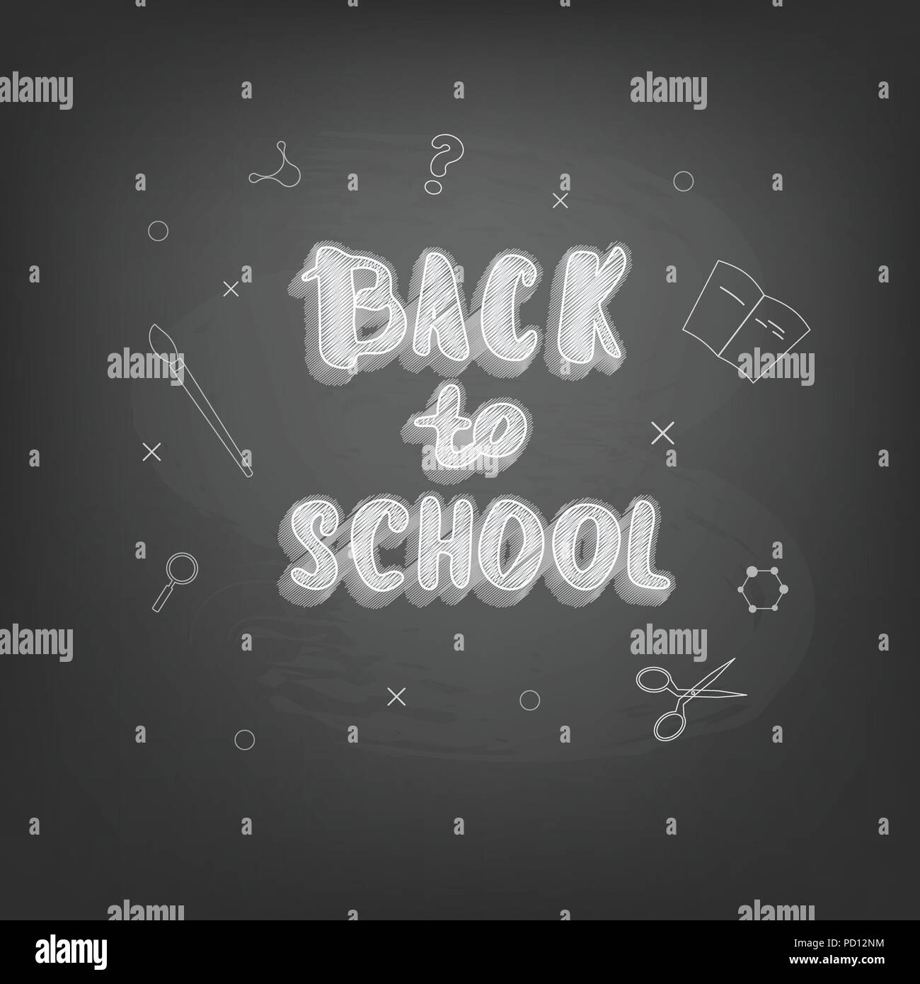 Back to school chalk lettering on blackboard. Template for season ...